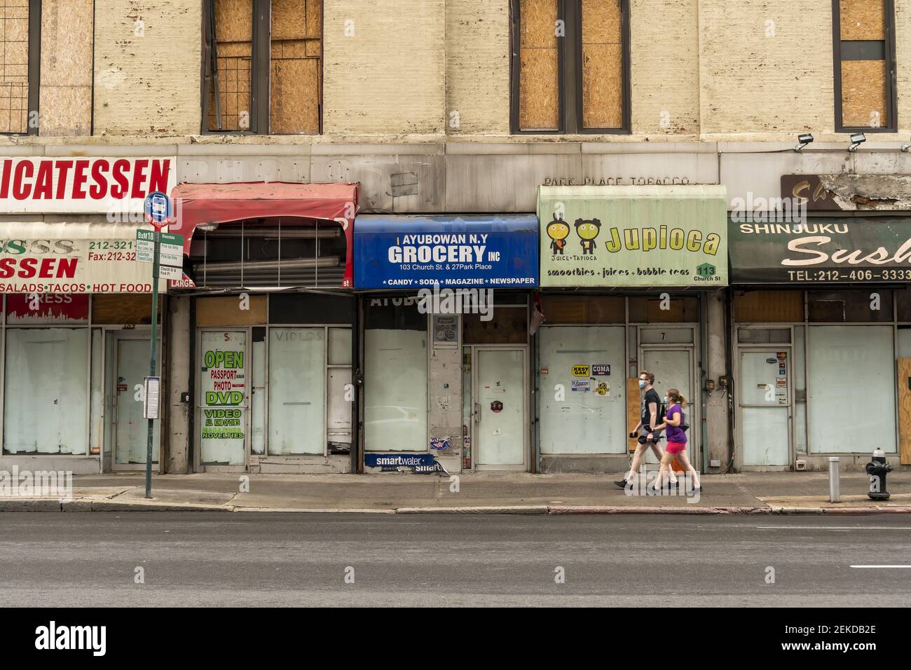 Vacant storefronts, slated for development, in Lower Manhattan in New ...