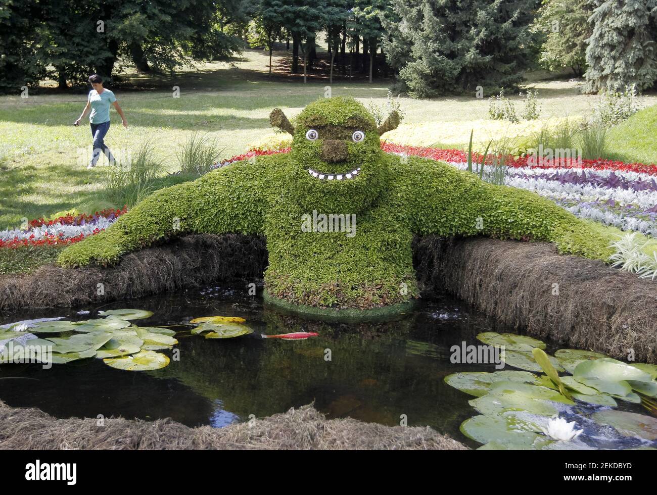 A Shrek cartoon character seen during the exhibition. Over 300 thousand ...
