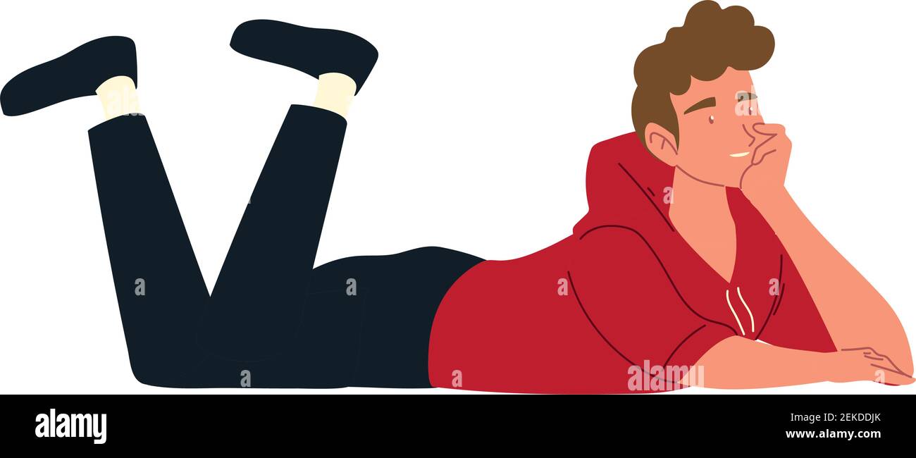 male character lying on floor, procrastinating vector illustration ...