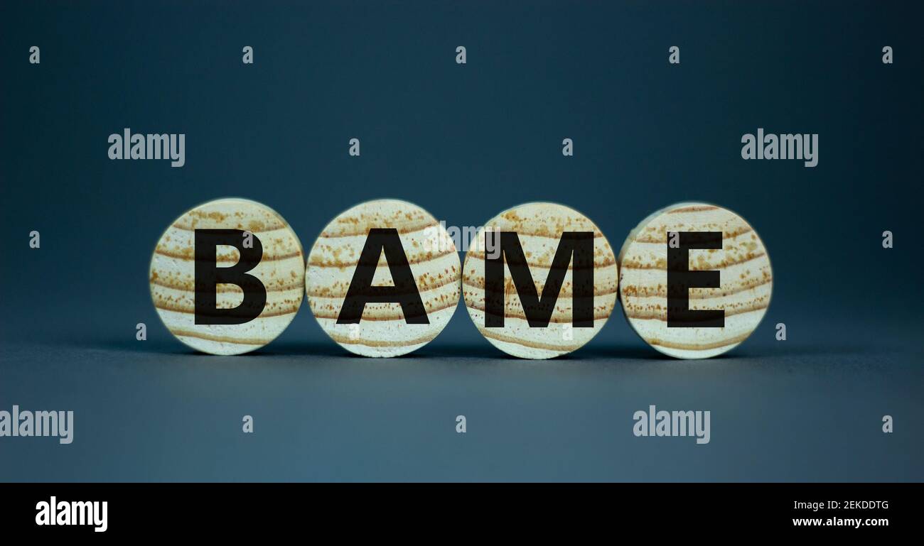 BAME symbol. Abbreviation BAME, black, asian and minority ethnic on ...