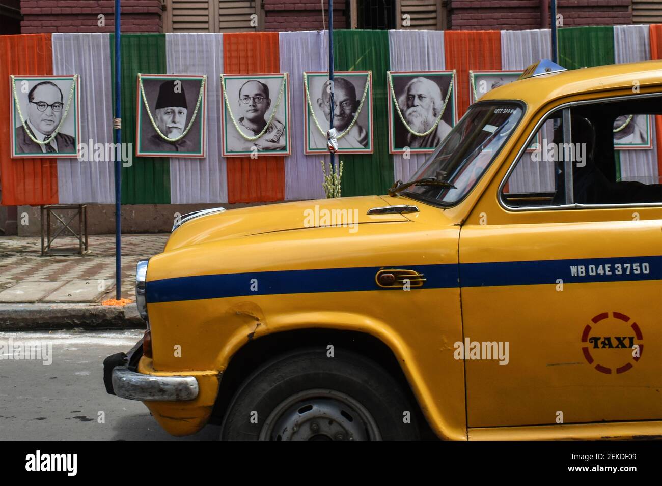 Roads are decorated with the legend persons photos and tri-colour ...
