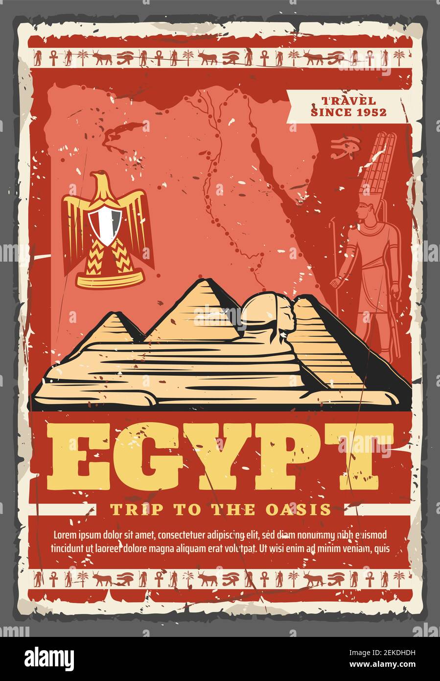 Egypt travel landmarks of Giza pyramids, Sphinx and ancient Egyptian ...