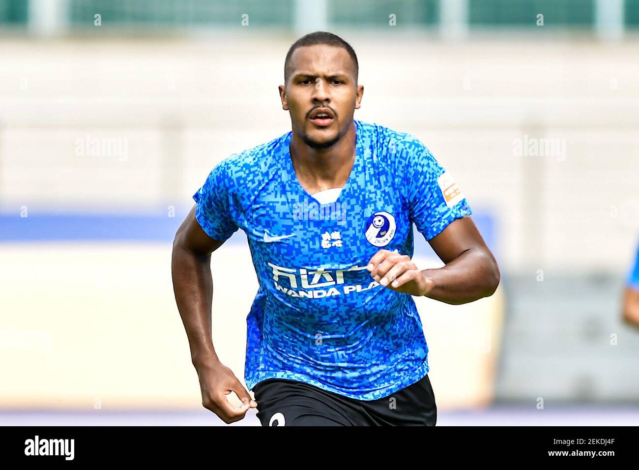 Venezuelan football player Salomon Rondon of Dalian Professional F.C. plays during the fifth round match of 2020 Chinese Super League CSL against Guangzhou R F F.C. Dalian city northeast China s Liaon...