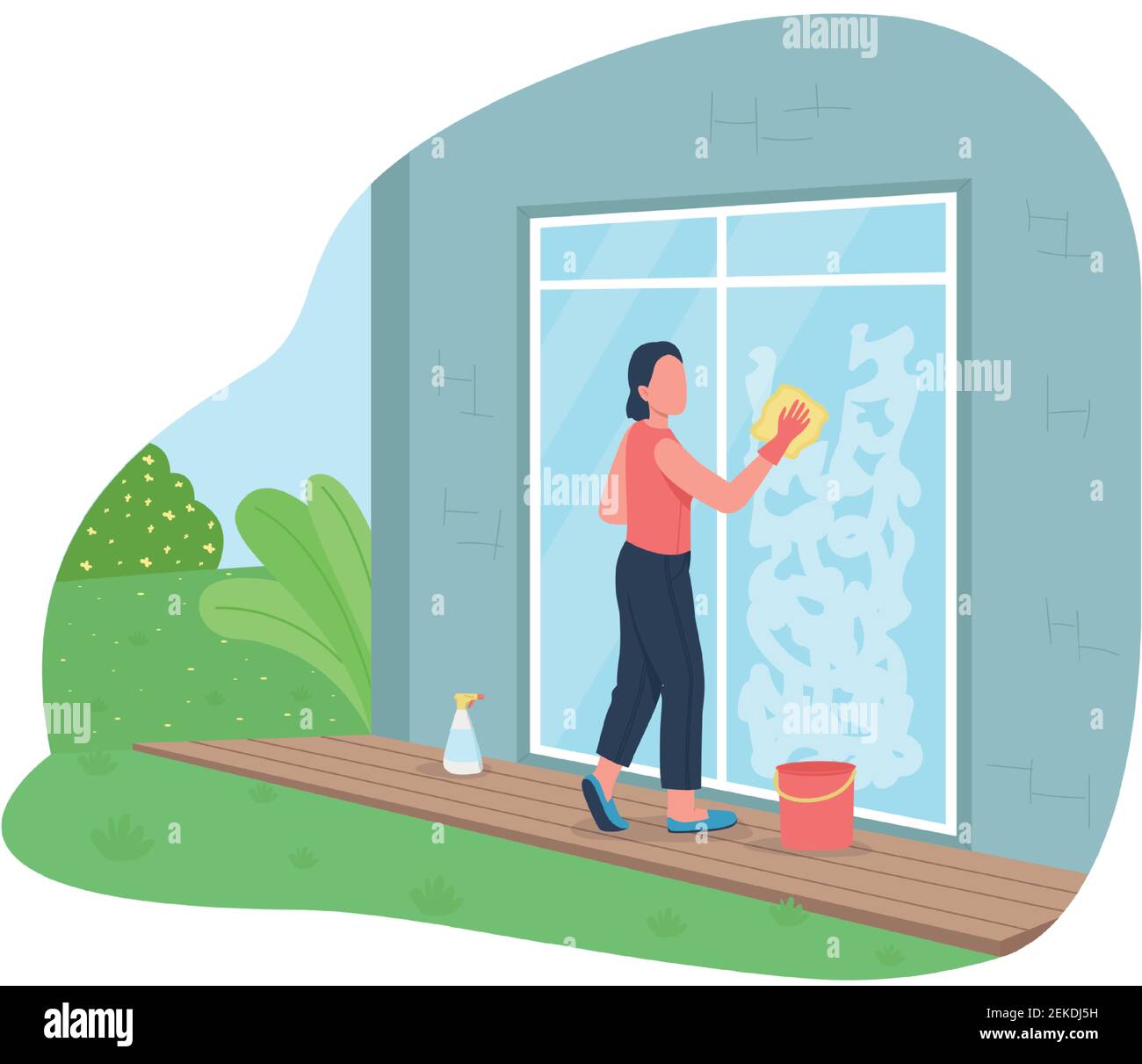 Washing exterior window 2D vector web banner, poster Stock Vector Image ...