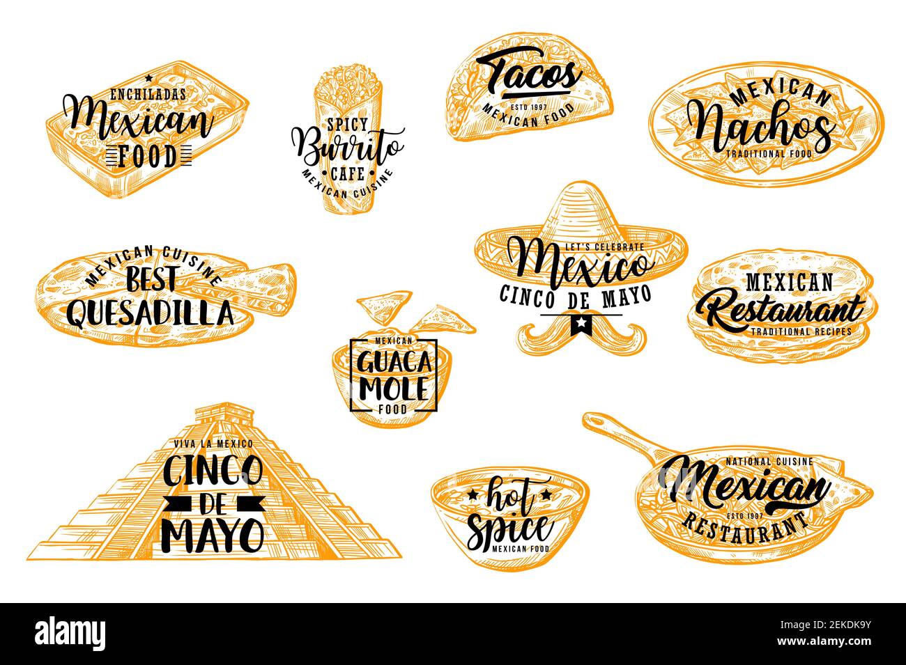 Cinco de Mayo vector icons of Mexican holiday traditional food and ...
