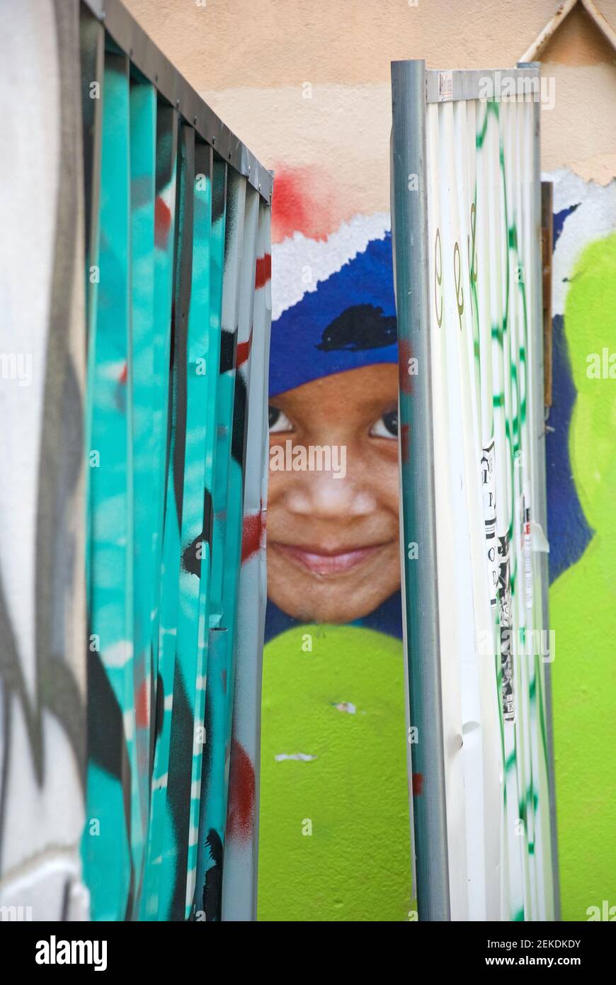 Graffiti urban street art with child face motif in Marseille Stock ...