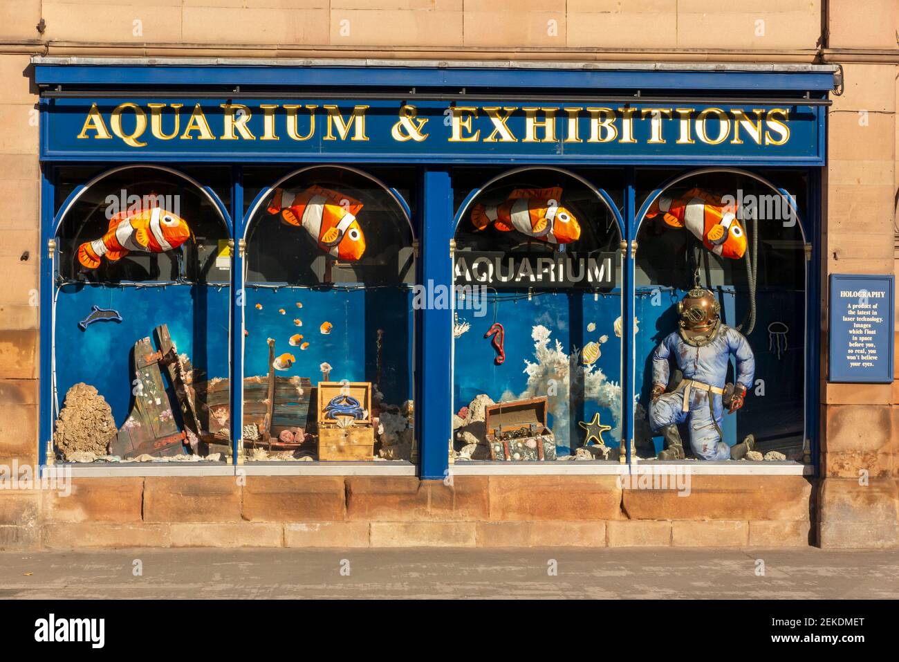 Exterior of aquarium at Matlock Bath a popular tourist village in the ...