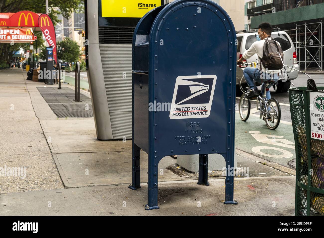 USPS postal collection letterbox in Chelsea in New York on Sunday ...