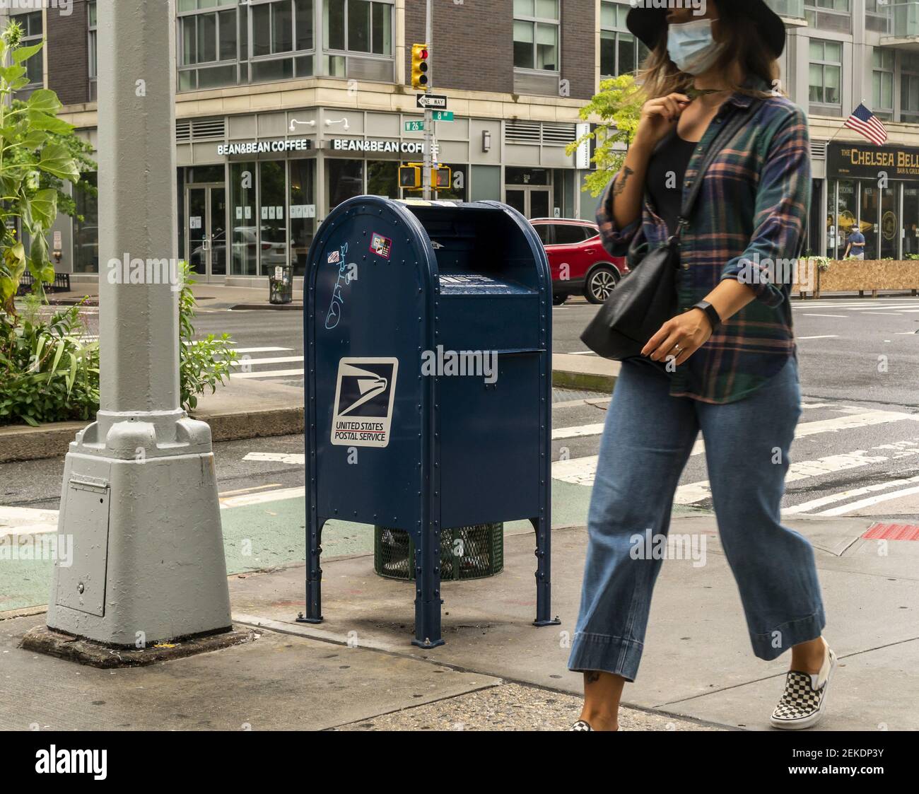 USPS postal collection letterbox in Chelsea in New York on Sunday ...
