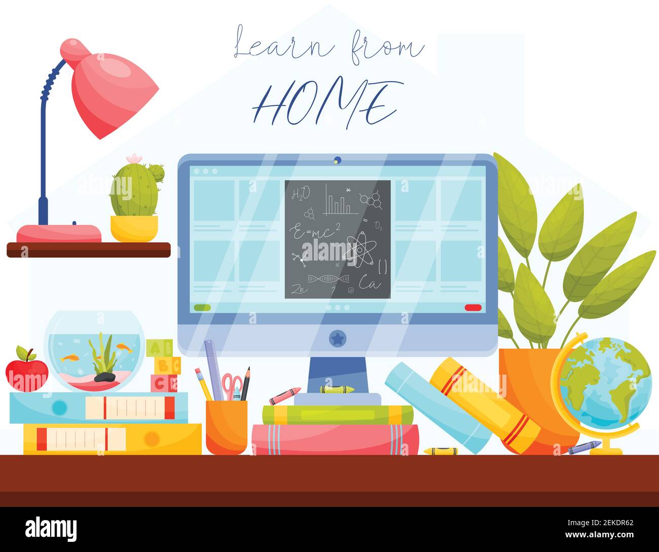 Learn from home. Remote learning concept. vector illustration Stock ...
