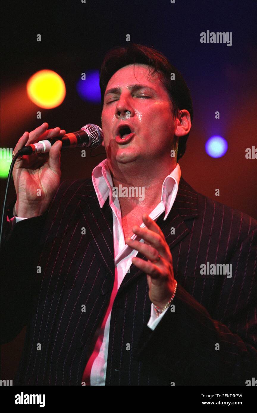 Tony Hadley on stage at 'The Here And Now 80's Concert' held at Wembley ...