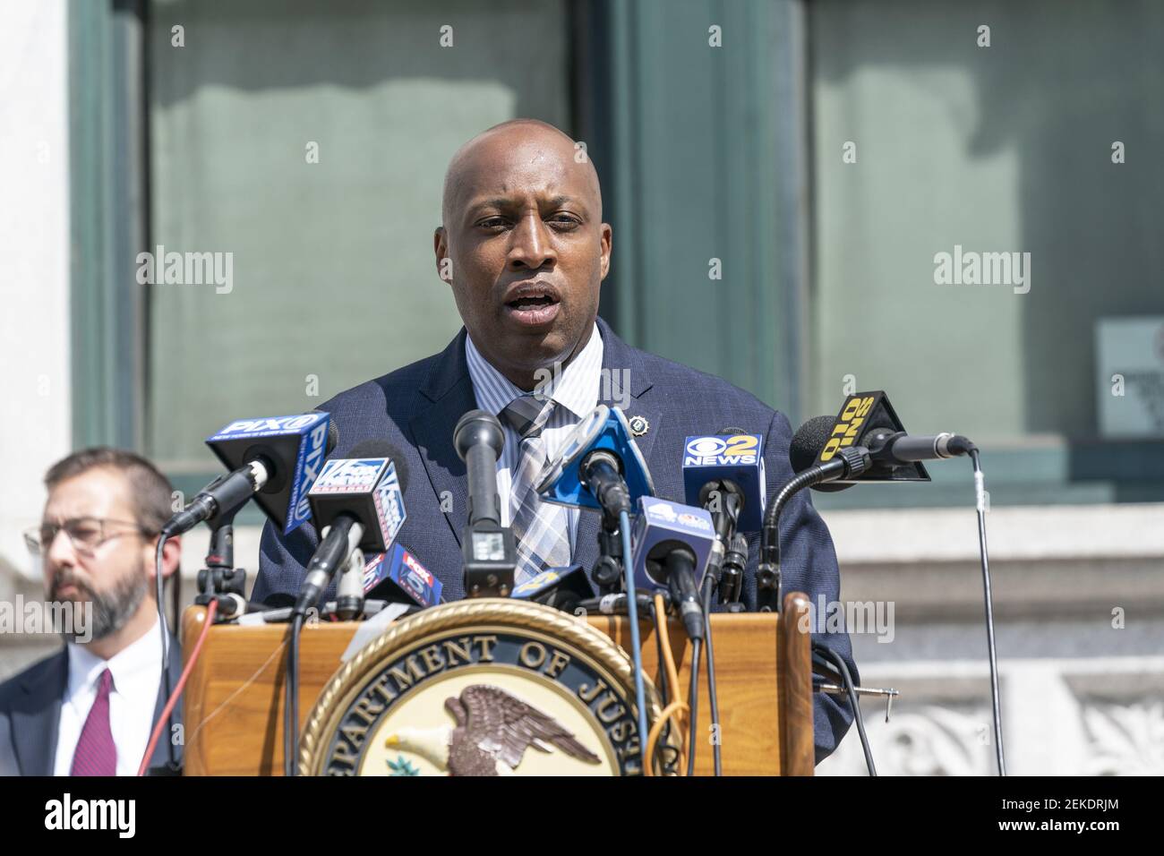 NYPD Chief of Detectives Rodney Harrison speaks at press briefing ...
