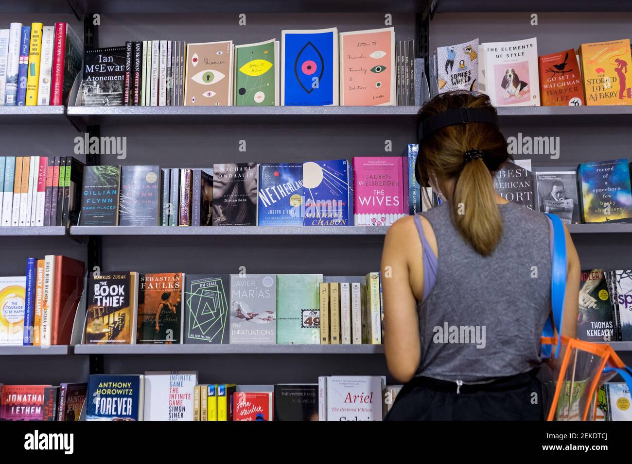 Books written in languages other than Chinese are on display at ...