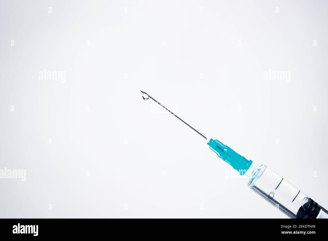 Syringe with injection solution with copy space. Syringe with ...