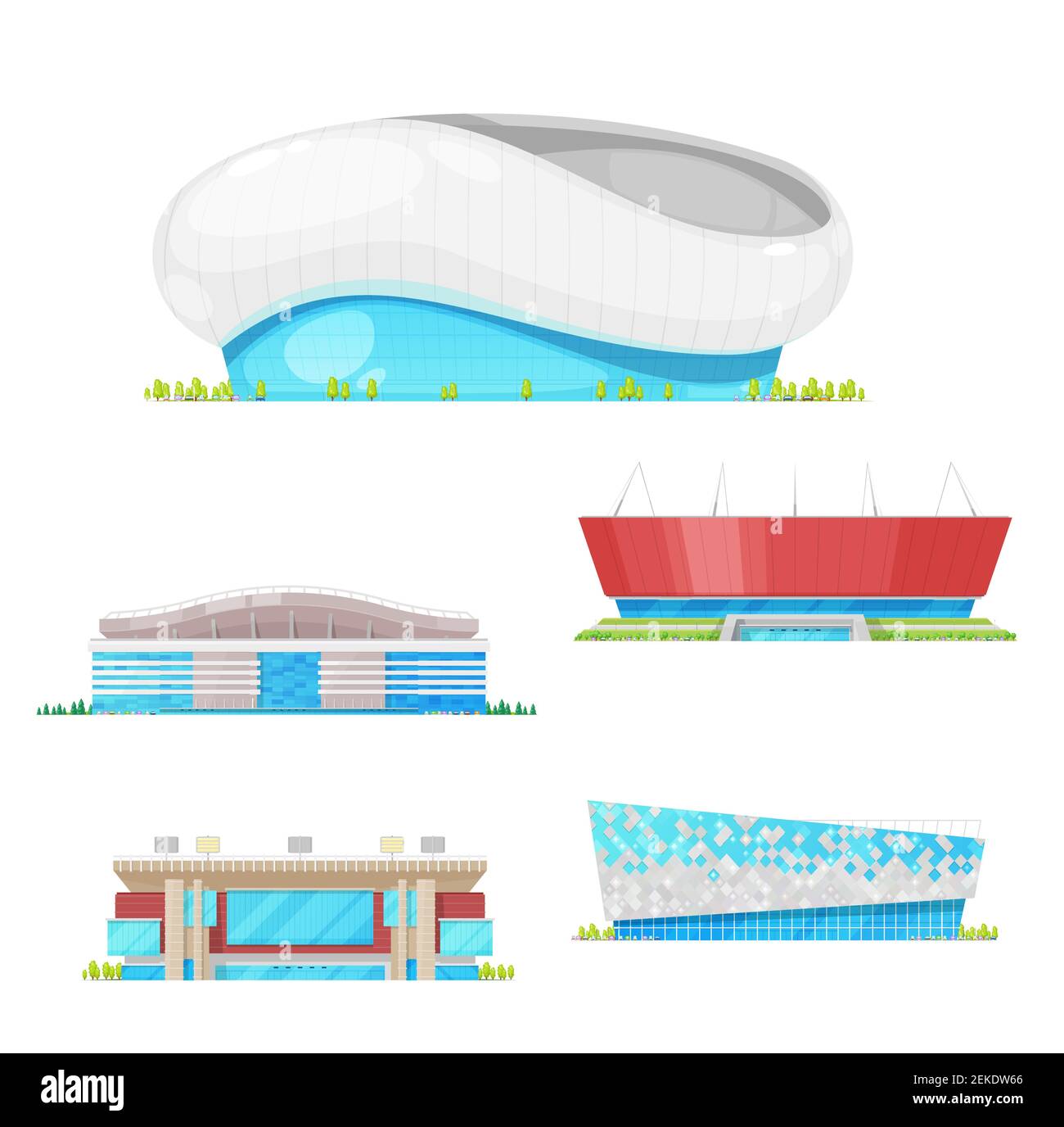 Stadium building vector icons of football, soccer, baseball and track ...
