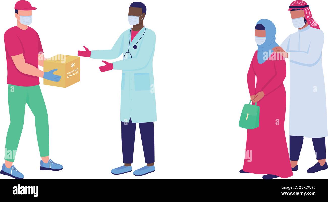 Hospital staff flat color vector faceless characters set Stock Vector ...