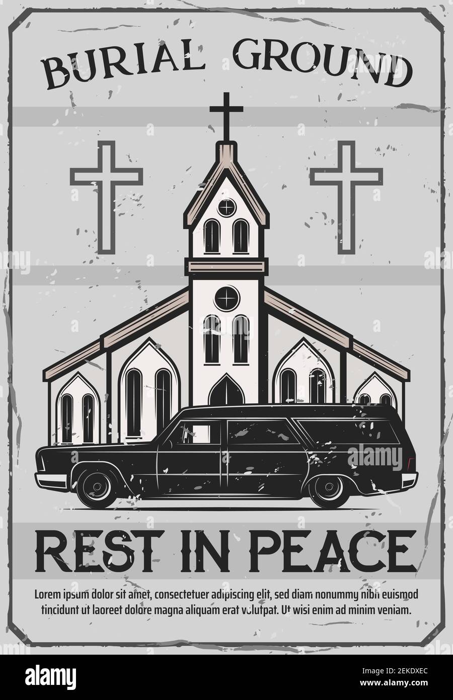 Funeral service, burial ceremony organization agency or company vintage ...