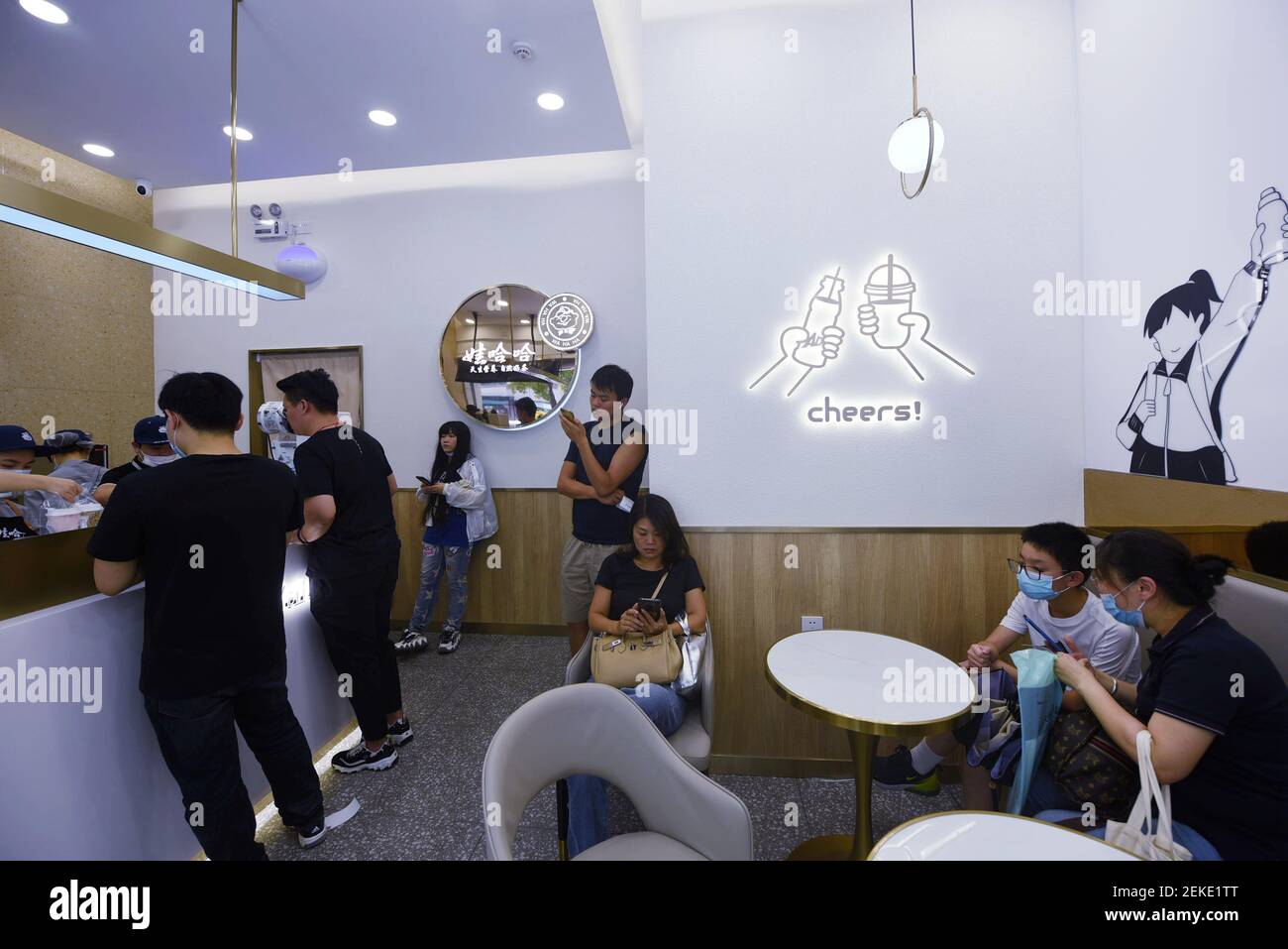 HANGZHOU, CHINA - AUGUST 20, 2020 - Customers buy milk tea at wahaha ...