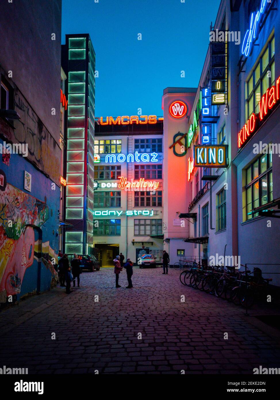 Wroclaw, Poland - March 5 2020 Colorful Neon square at afternoon Stock ...