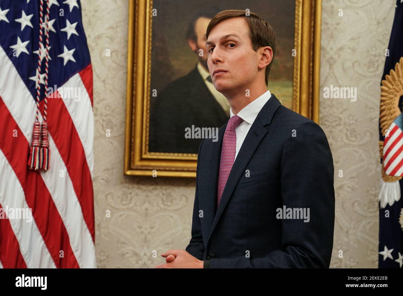 Jared Kushner listens as President Donald Trump participates in a ...