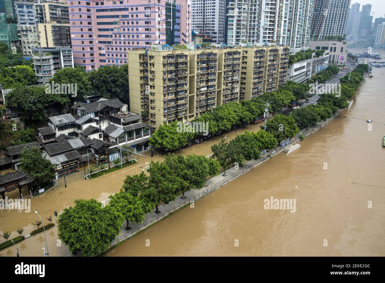 CHONGQING, CHINA - AUGUST 19, 2020 - The road was flooded. Chongqing ...