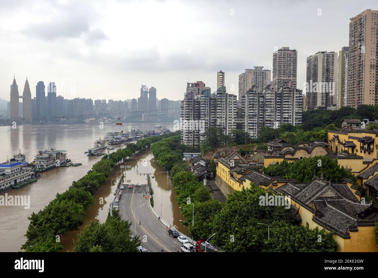 CHONGQING, CHINA - AUGUST 19, 2020 - The road was flooded. Chongqing ...