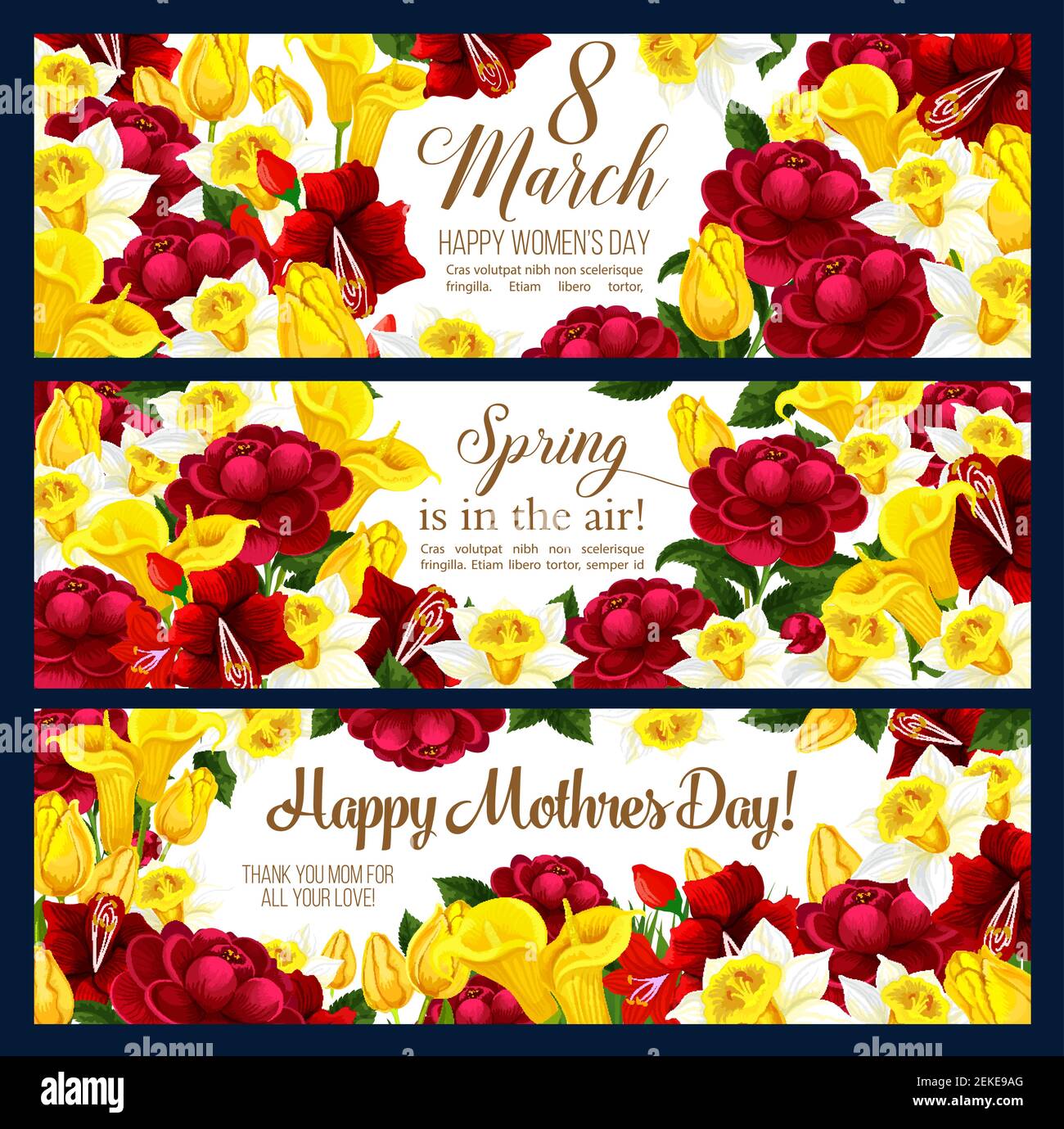 Happy Womens day 8 March banners or Mother Day greeting card of ...