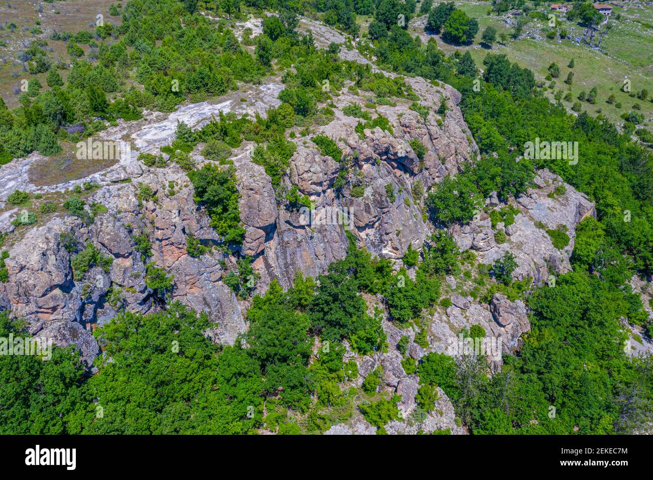 Valley of a small creek in the Eastern Rhodopes mountains in Bulgaria ...