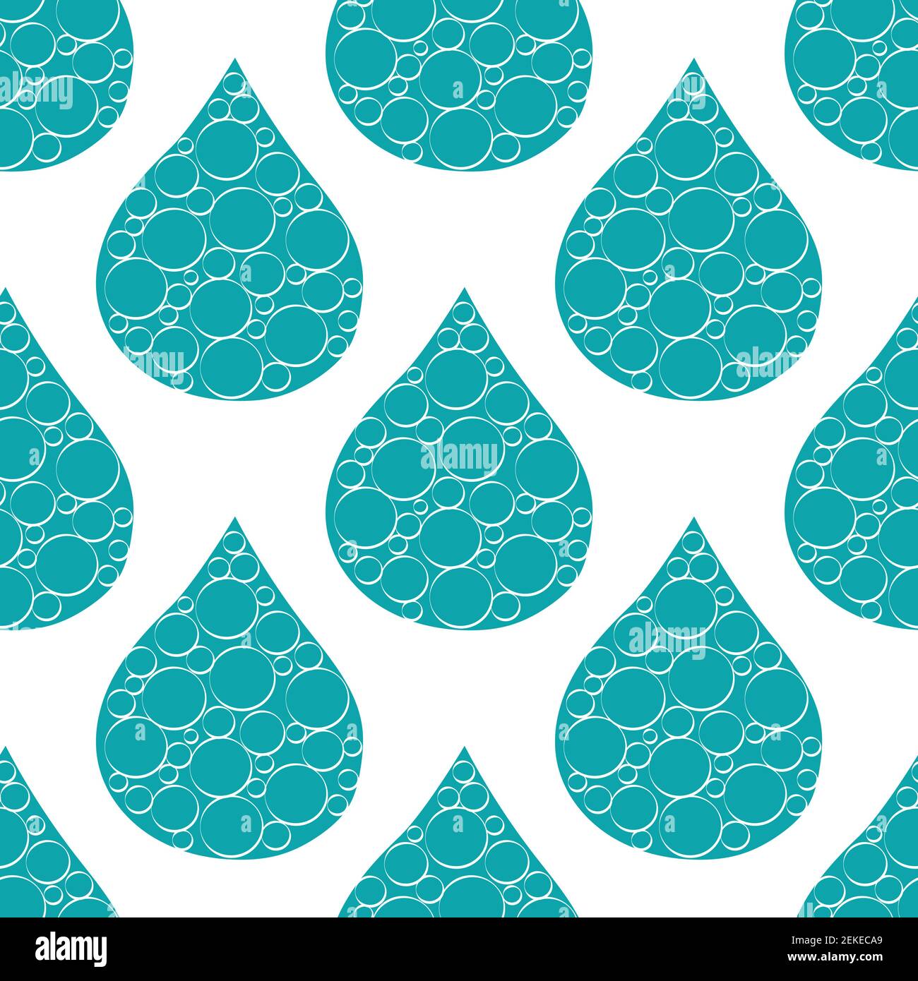 Abstract water drop and bubble vector seamless pattern background. Aqua ...