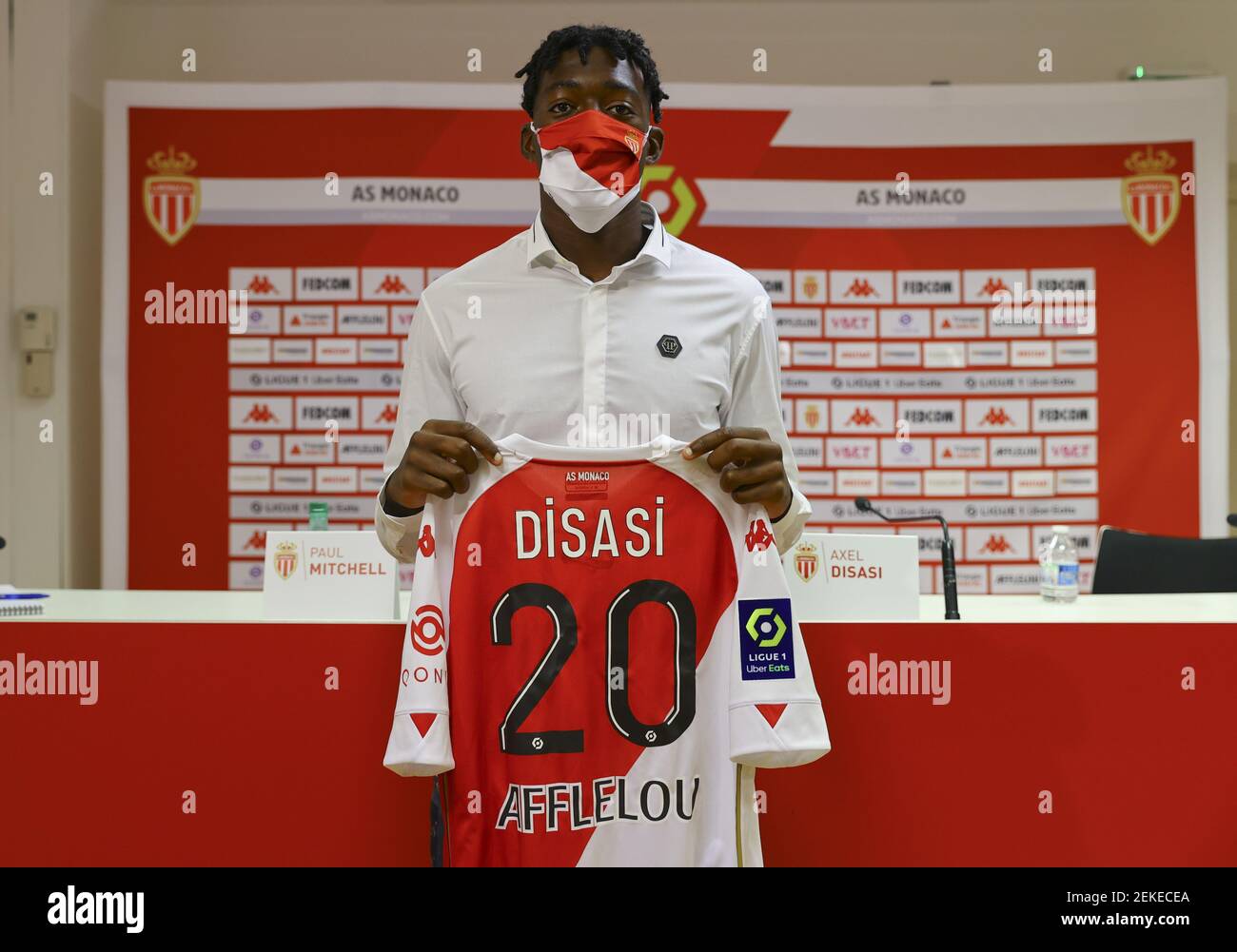 AS Monaco Press Conference with french Football Player Axel Disasi in ...