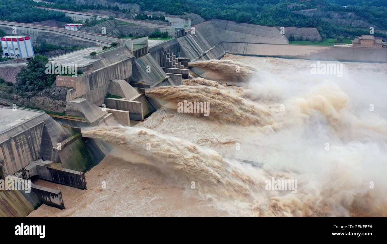 LUOYANG, CHINA - AUGUST 22, 2020 - The Xiaolangdi Reservoir on the ...