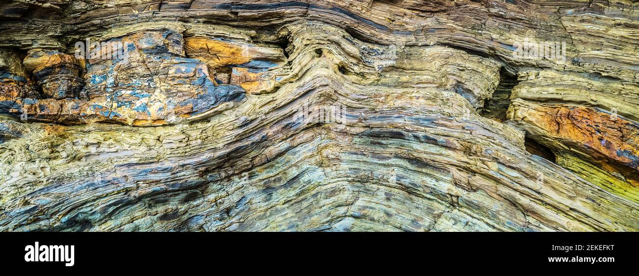 Eroded rock layers, Crystal Cove State Park, Newport Beach, California ...