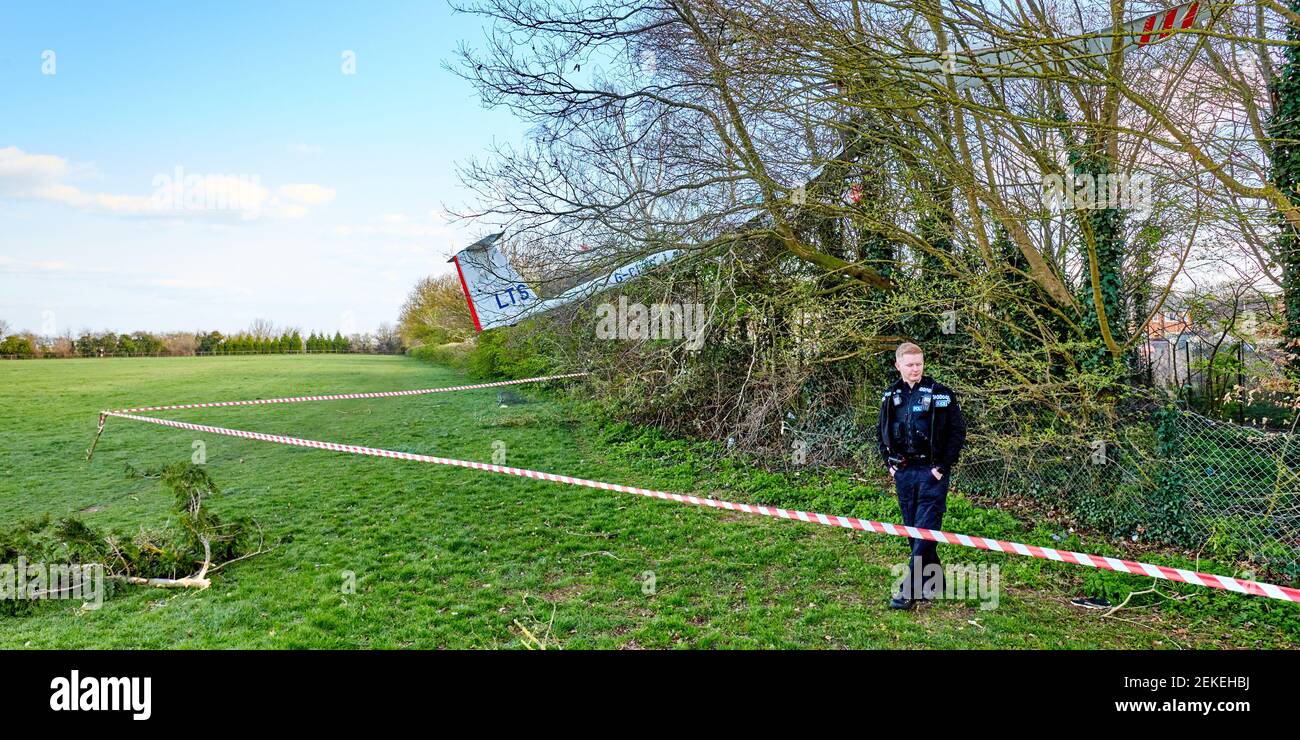 General view of a Schempp-Hirth Arcus T glider after it crashed into ...