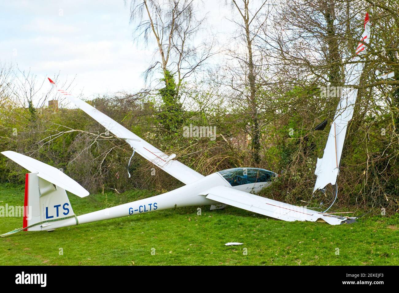 General view of a Schempp-Hirth Arcus T glider after it crashed into ...