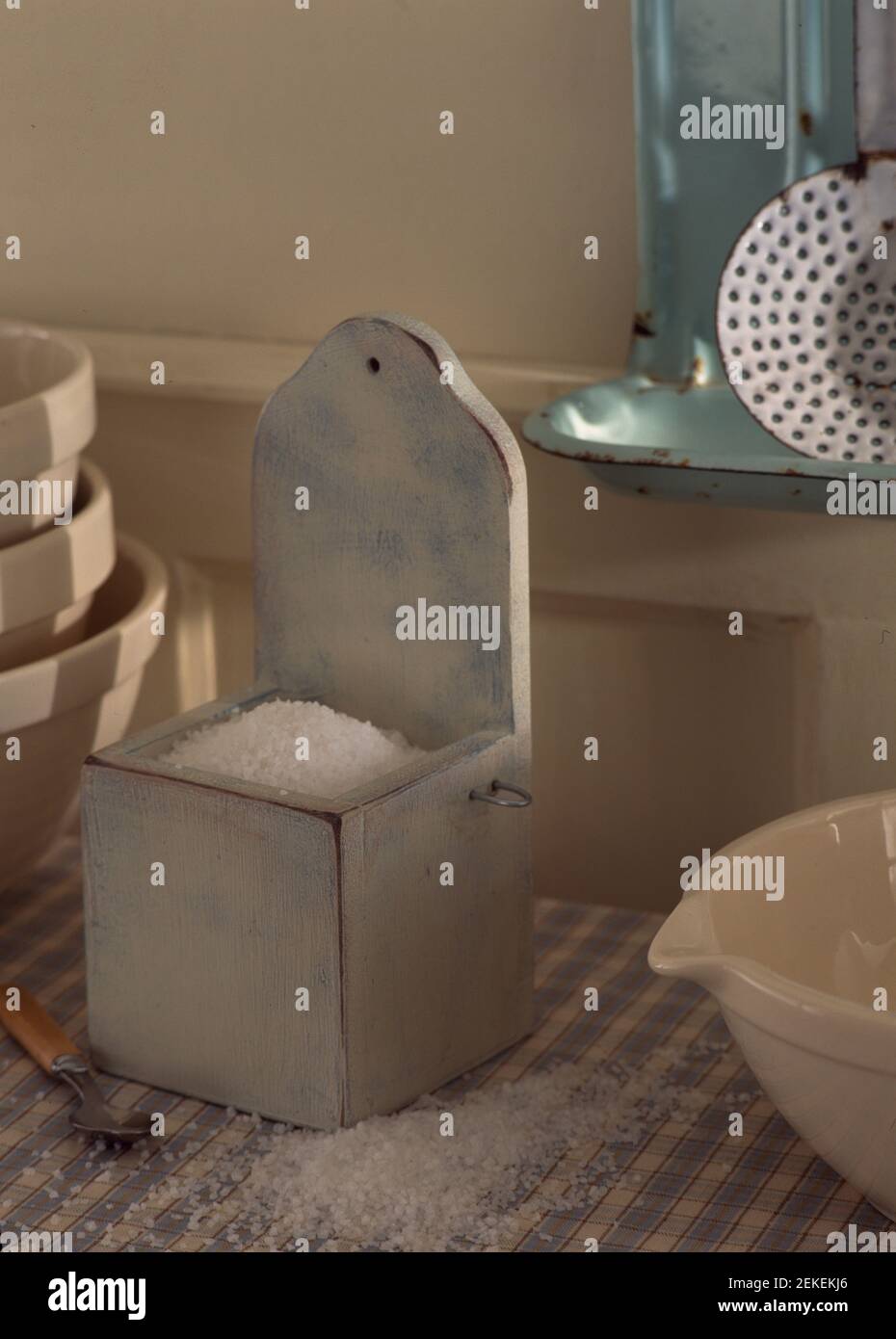 Old fashioned salt box in common use up until fifties Stock Photo - Alamy