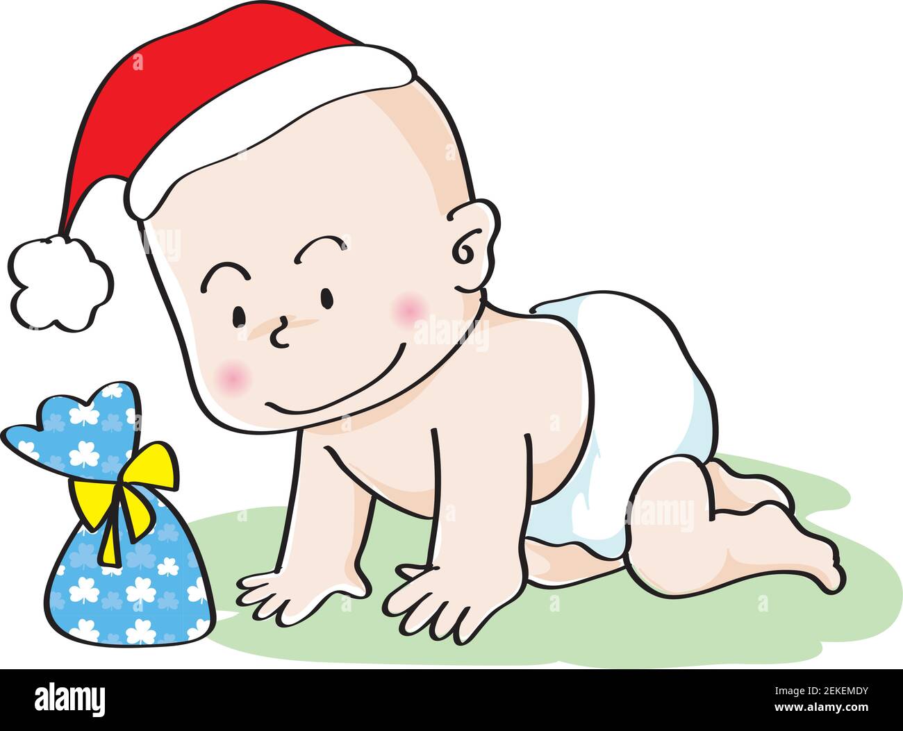 vector cartoon baby with Christmas hat Stock Vector Image & Art - Alamy