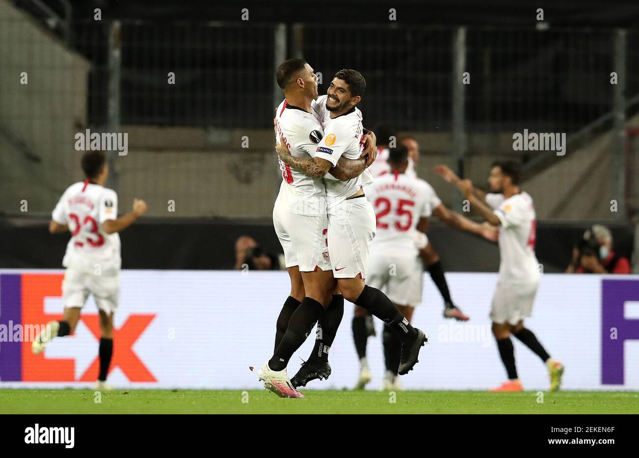 COLOGNE, GERMANY - AUGUST 21: Diego Carlos and Ever Banega of Sevilla ...