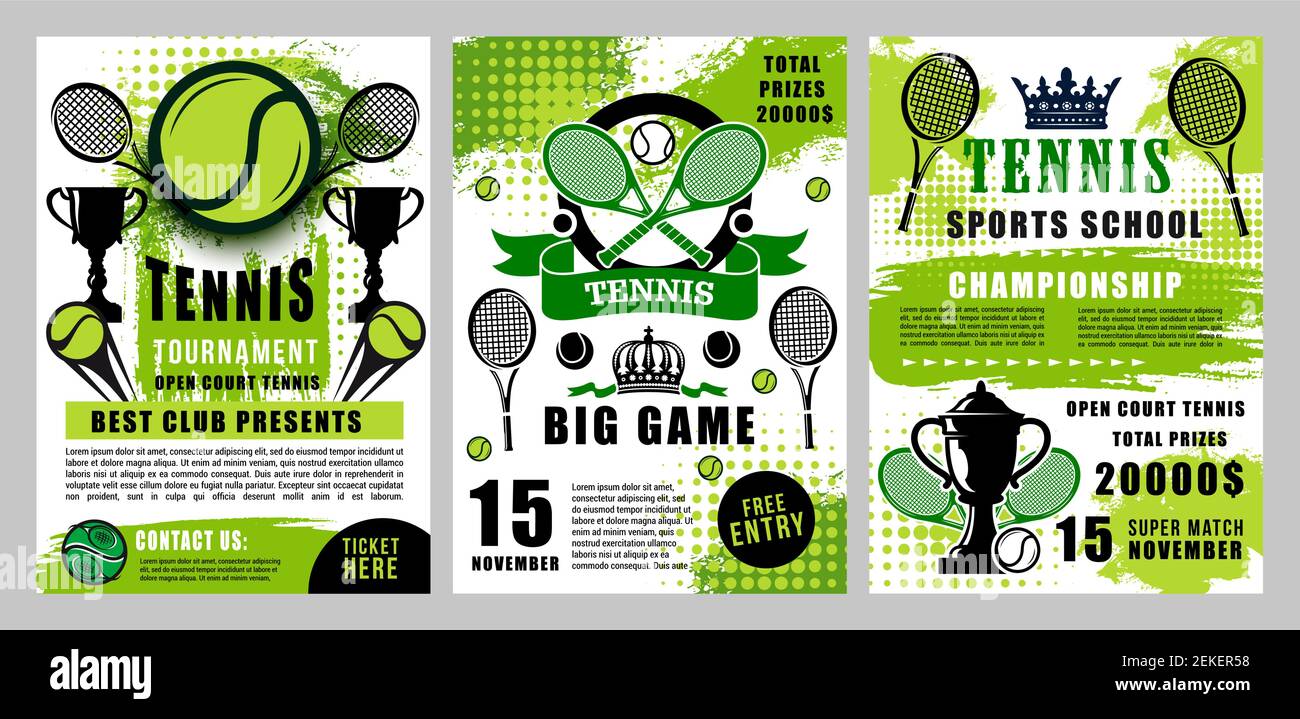 Tennis big game tournament and sport club championship, rackets and ...