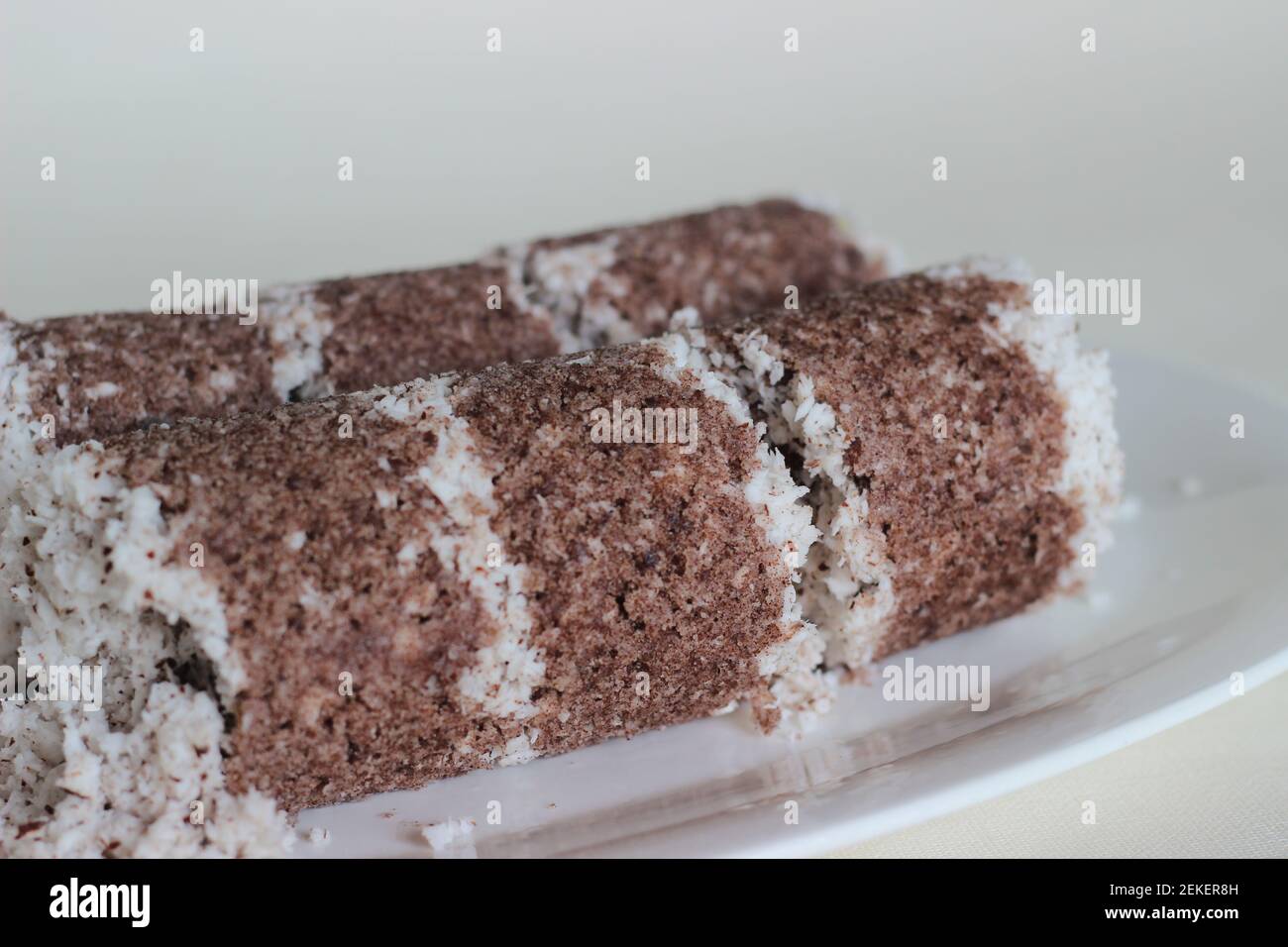 Steamed finger millet cake. Made with finger millet flour combined with ...