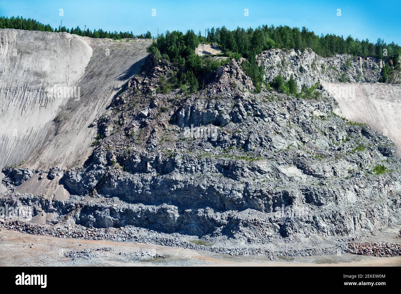Surface mining operations, open pit with gravel digging. Area where the ...