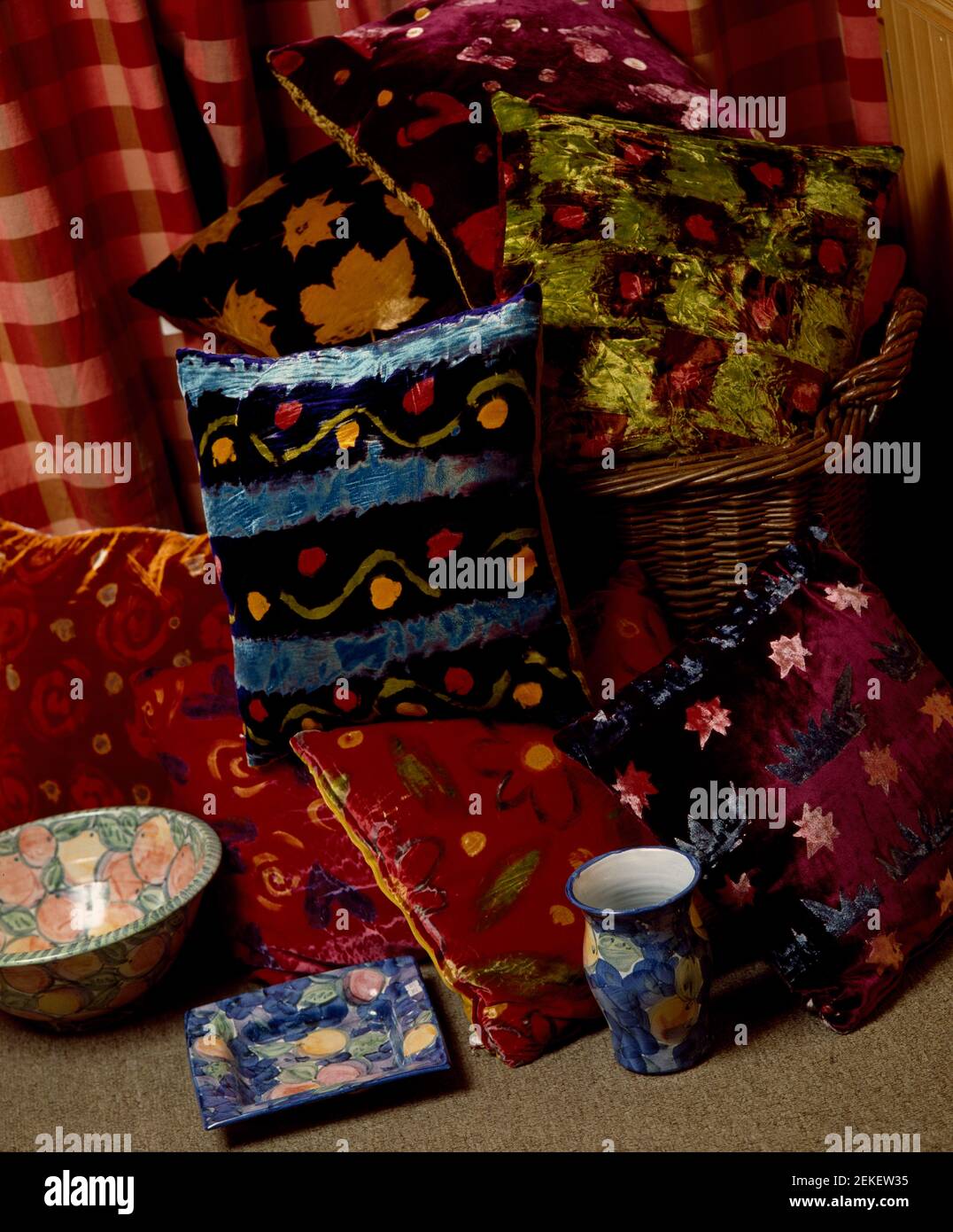 Patterned fabric cushions hi-res stock photography and images - Alamy