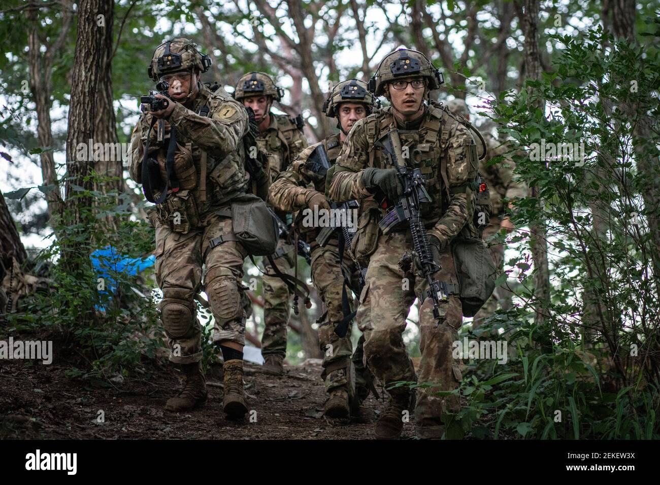 Inje, South Korea - 19 August 2020 : US Army and ROK (Republic of Korea) Army soldiers ...