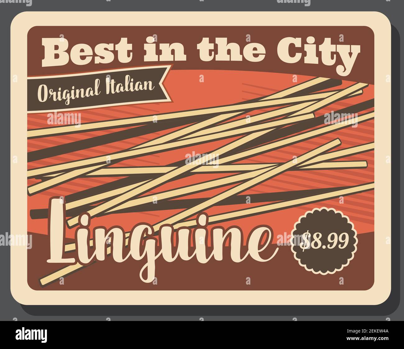 Linguine pasta vintage poster. Vector Italian restaurant or Italy fast ...