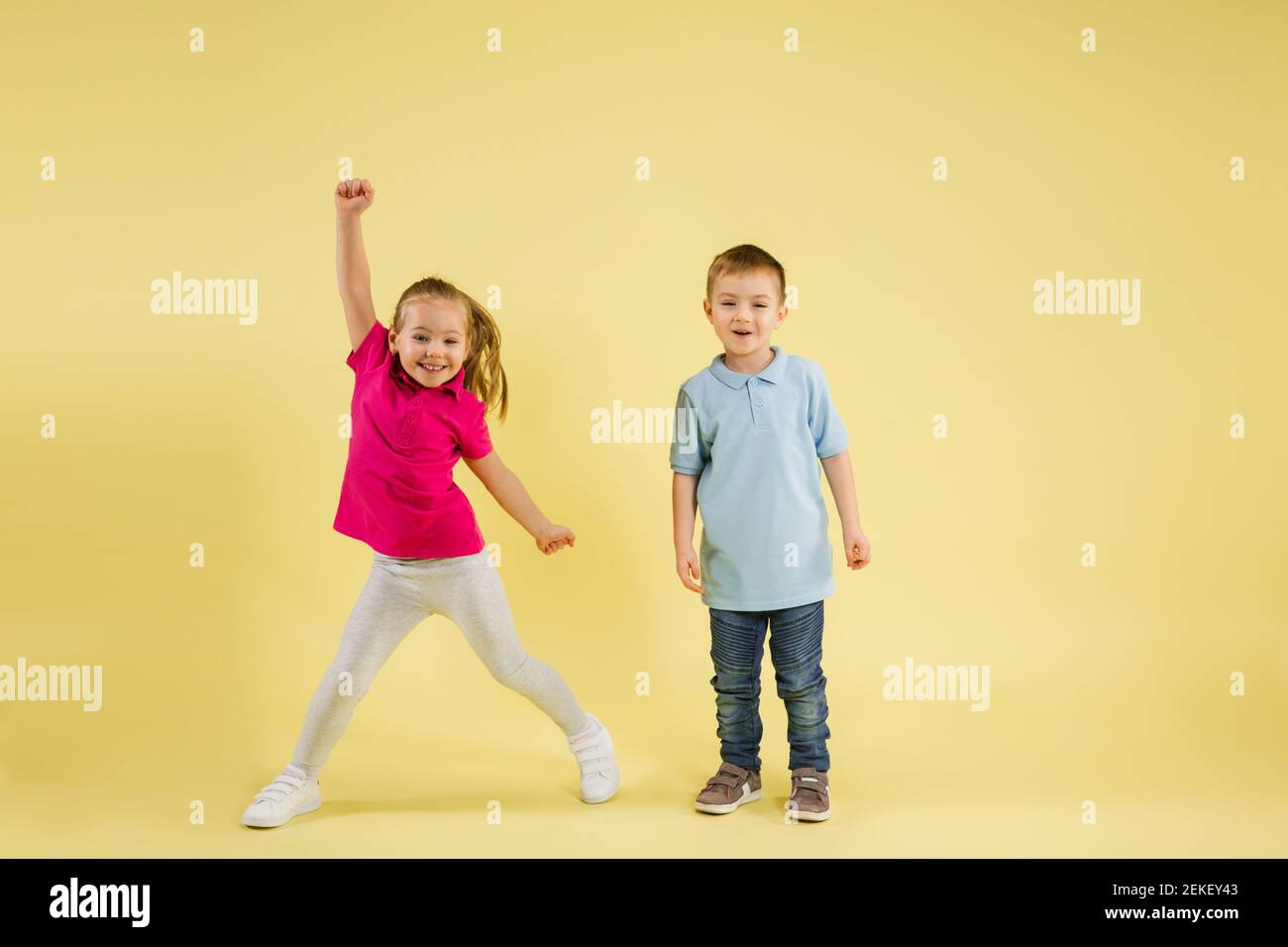 Jumping, dancing. Childhood and dream about big and famous future ...