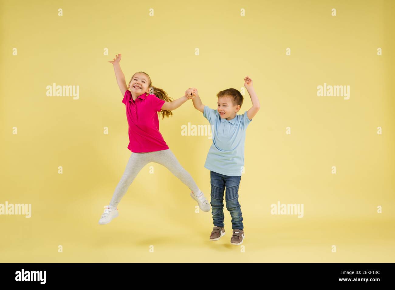 Jumping, dancing. Childhood and dream about big and famous future ...