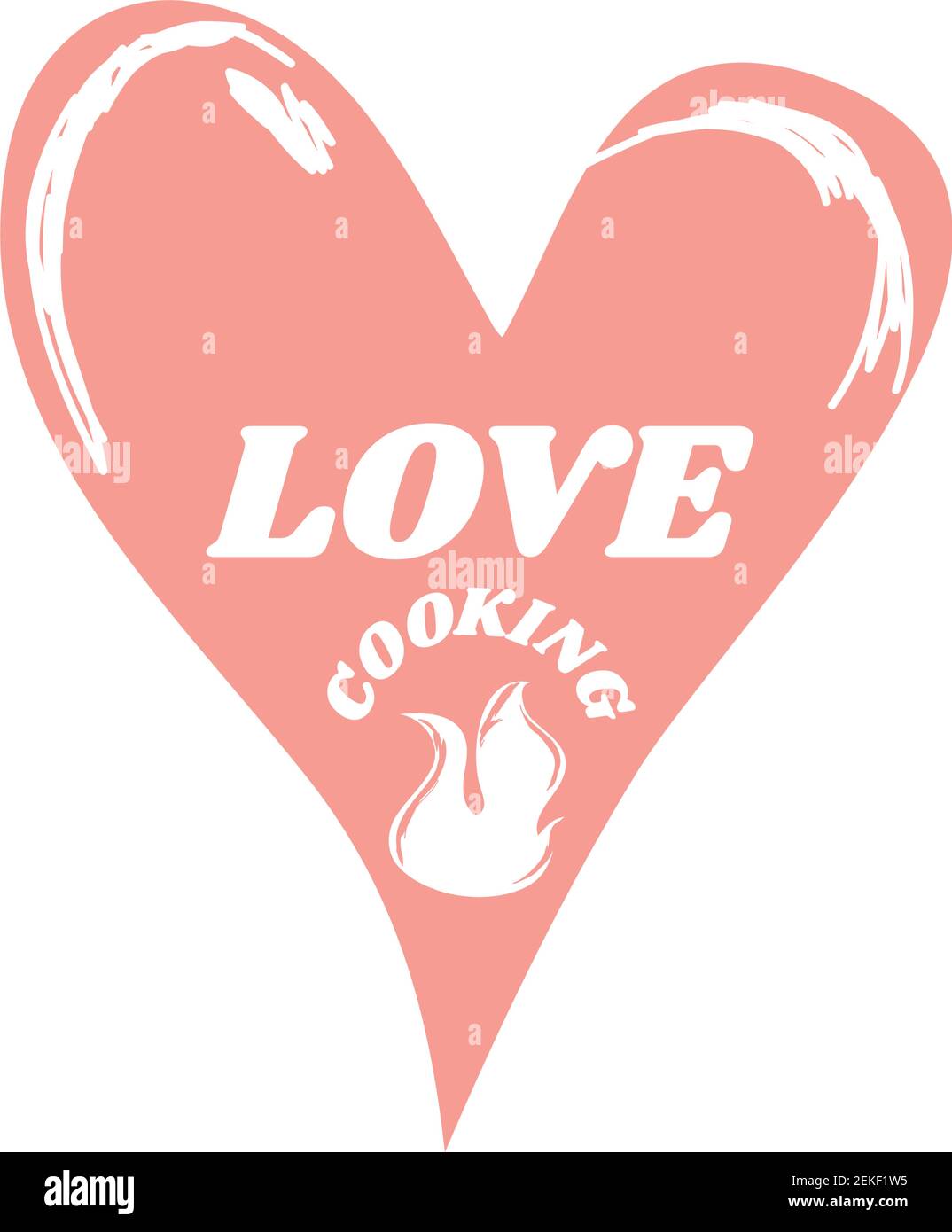 love cooking heart flame and lettering vector illustration sketch ...