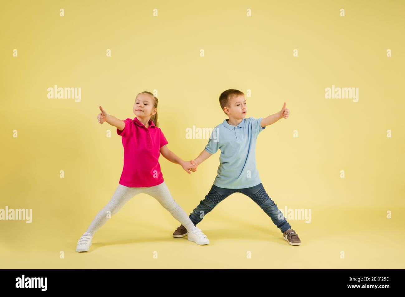Jumping, dancing. Childhood and dream about big and famous future ...