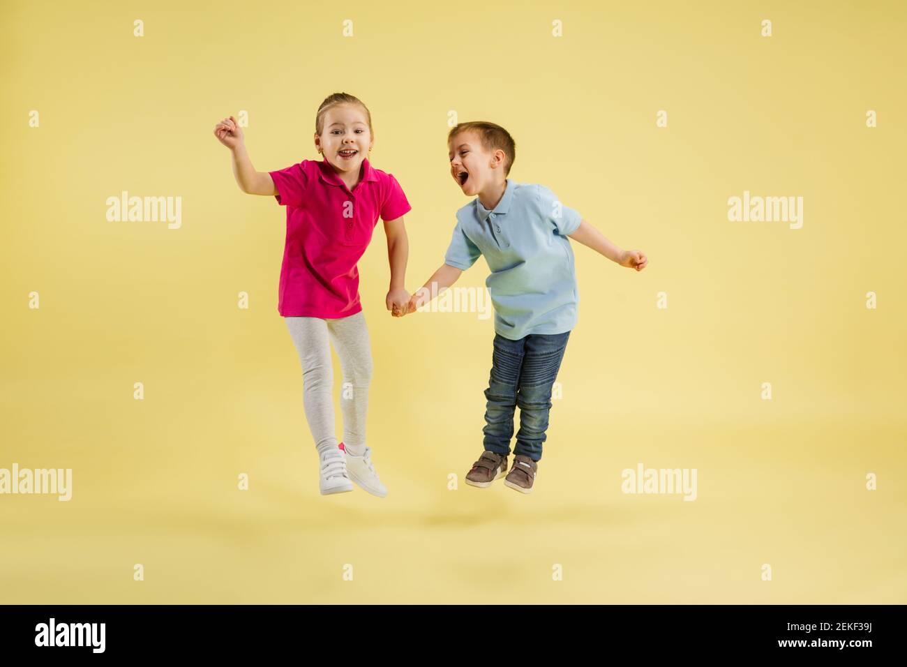 Jumping, dancing. Childhood and dream about big and famous future ...
