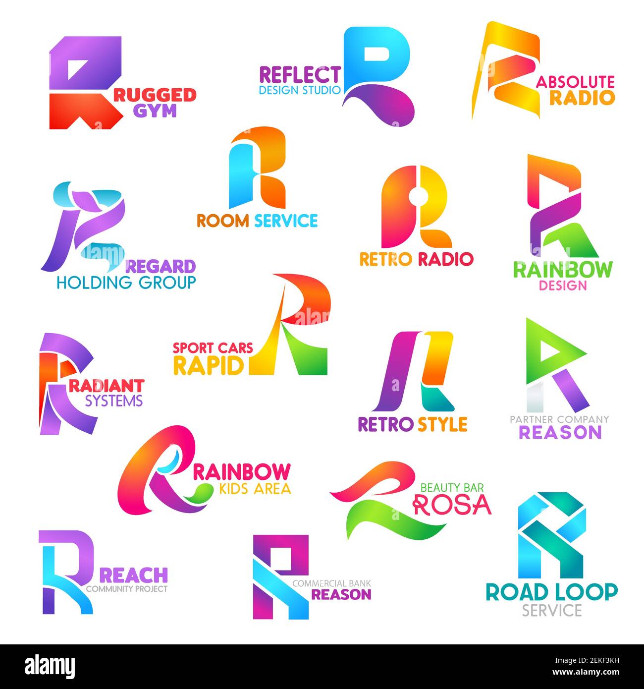 Corporate identity letter R business icons. Sport and design, radio and ...