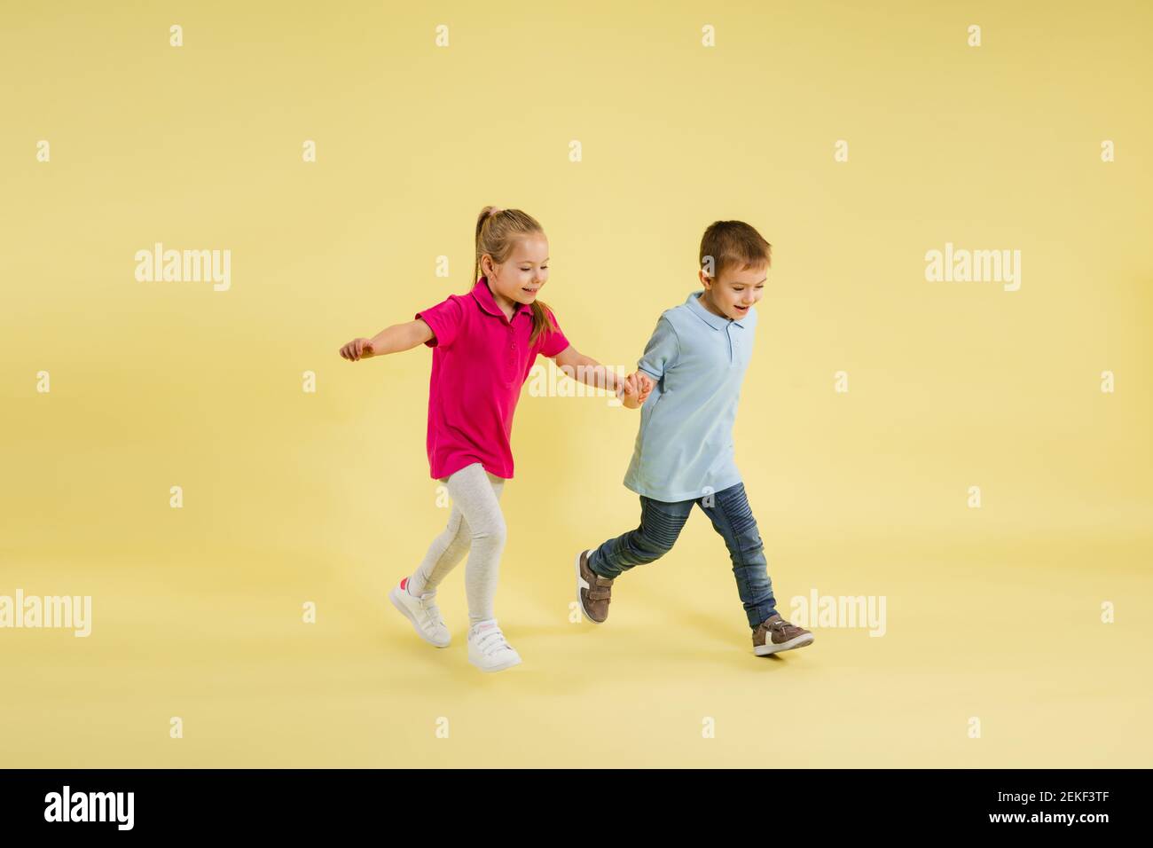 Running. Childhood and dream about big and famous future. Pretty little ...